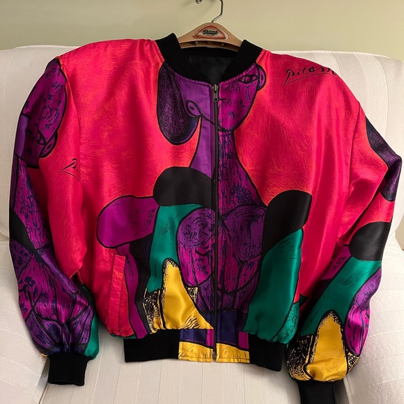 Jackets & Coats | Vintage Womens Picasso Artwork Art Pop Silk Jacket ...